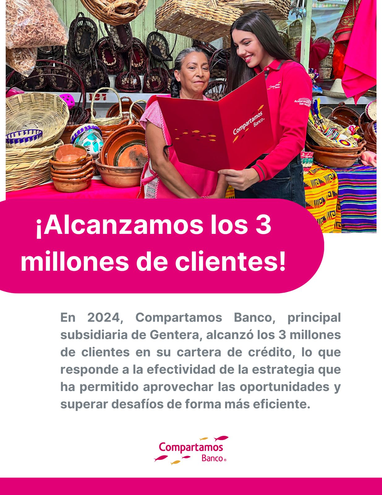 Compartamos Banco alcanza los 3 millones de clientes