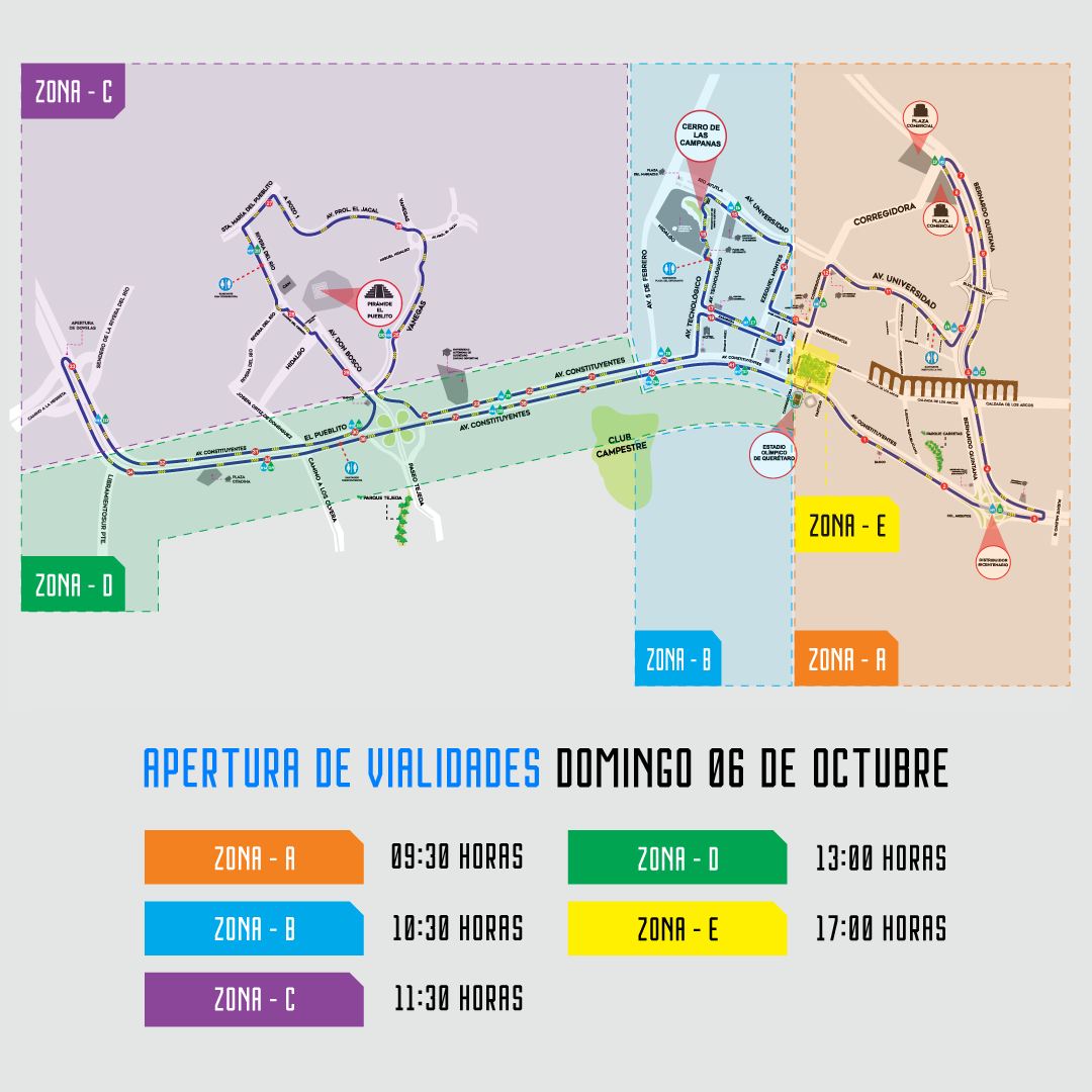 Estos serán los cierres viales por el Querétaro Maratón 2024